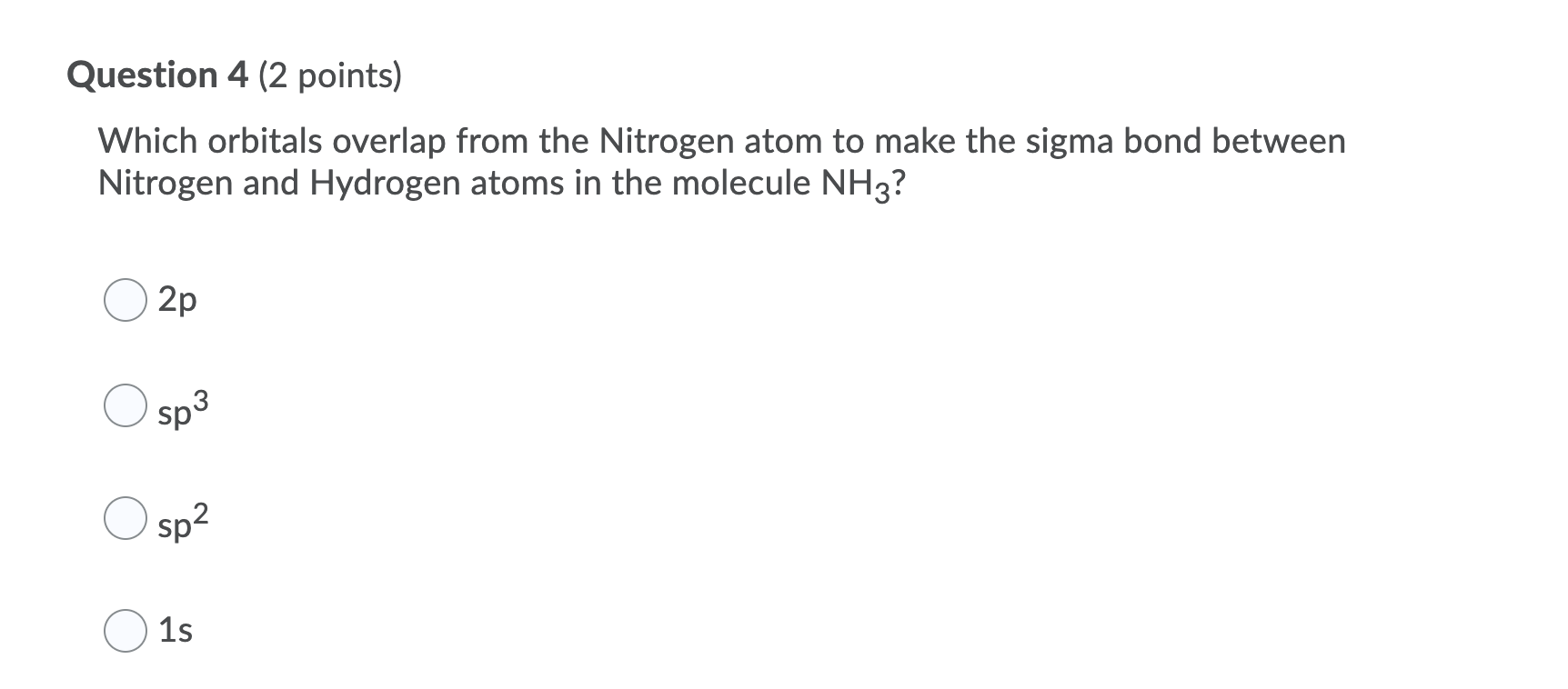 Solved Question 4 (2 points) Which orbitals overlap from the | Chegg.com