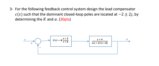 Solved 3- ﻿For the following feedback control system design | Chegg.com