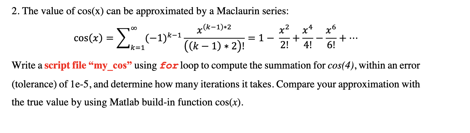 Solved oo cos(x) =Σ. = + 2. The value of cos(x) can be | Chegg.com