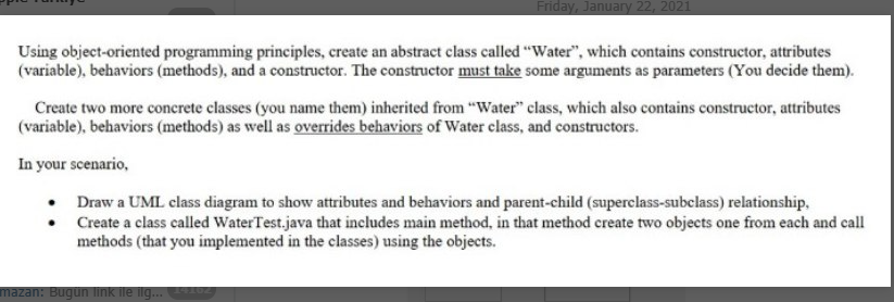 Solved Friday, January 22, 2021 Using object-oriented | Chegg.com