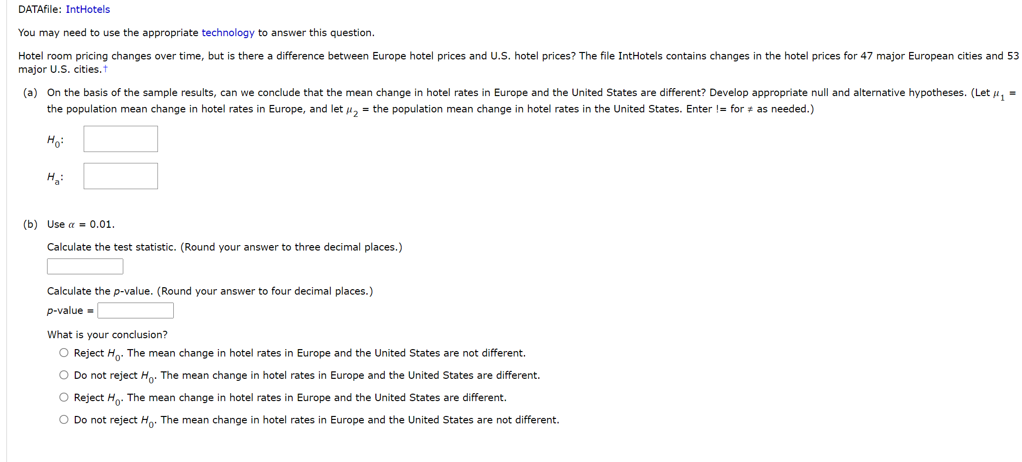 DATAfile: IntHotels You may need to use the | Chegg.com