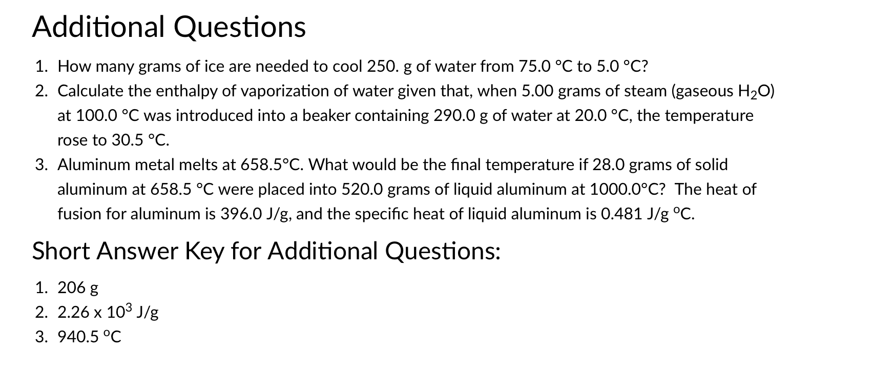 Solved Additional Questions 1. How many grams of ice are | Chegg.com