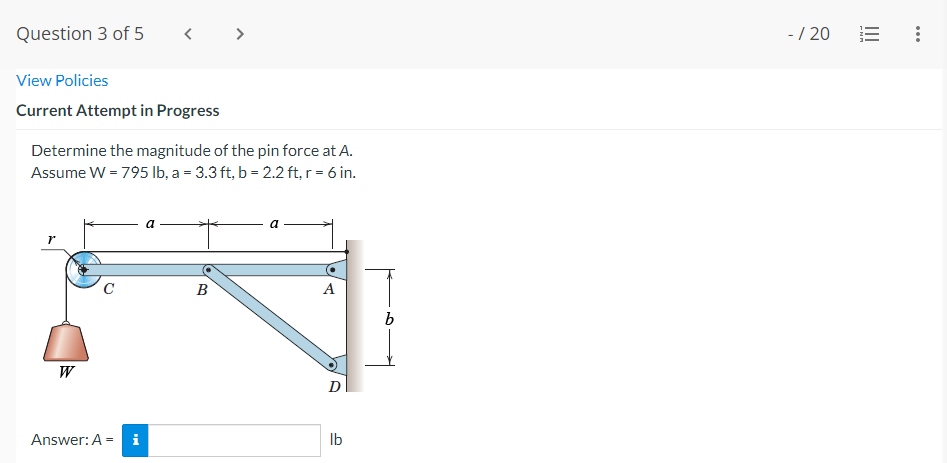 Solved Determine the magnitude of the pin force at A. Assume | Chegg.com