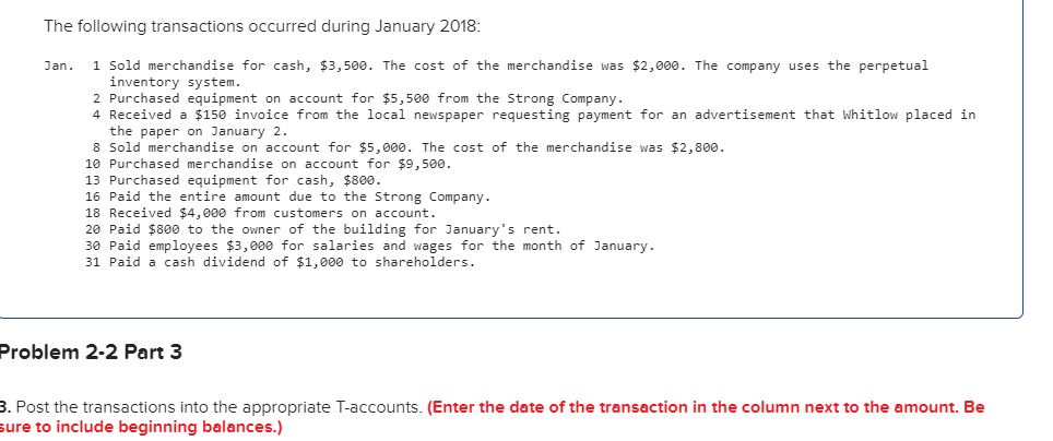 Solved Problem 2-2 Accounting cycle through unadjusted trial | Chegg.com