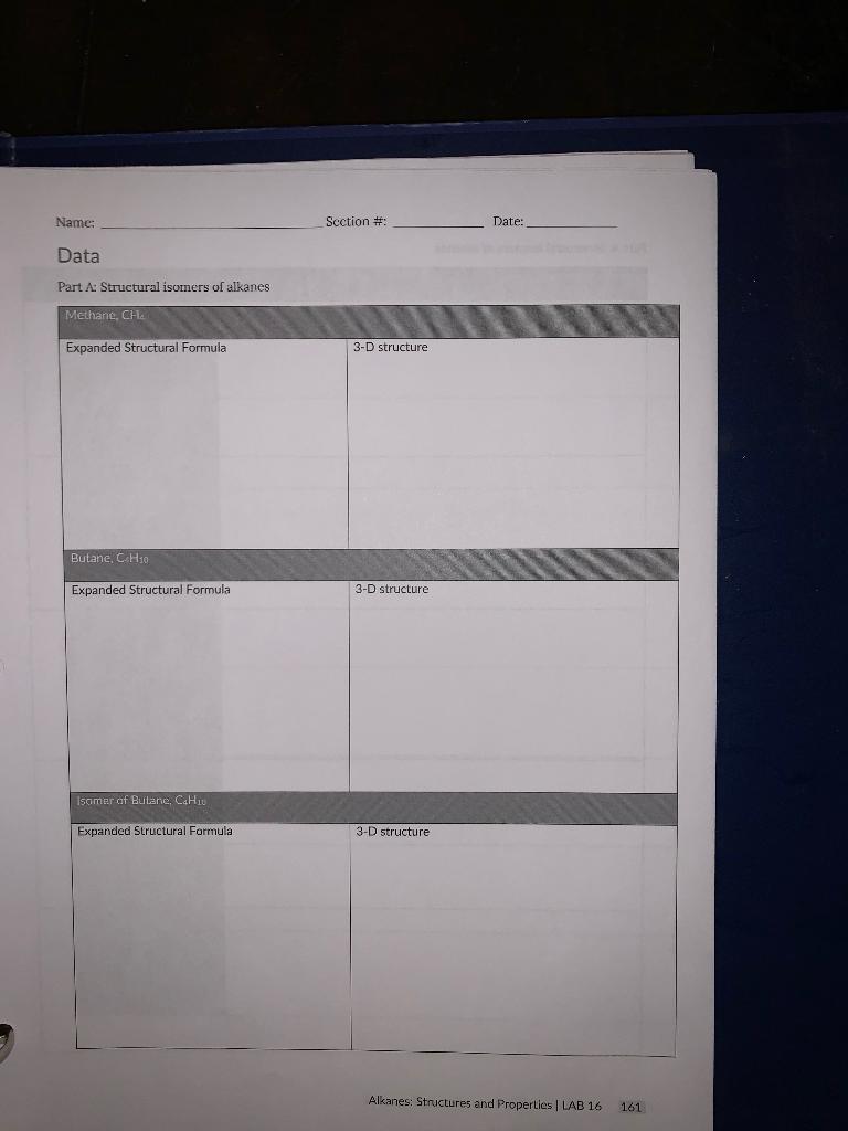 Solved Name: Section : Date: Data Part A: Structural | Chegg.com