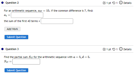 Solved For an arithmetic sequence, a37=15. If the common | Chegg.com