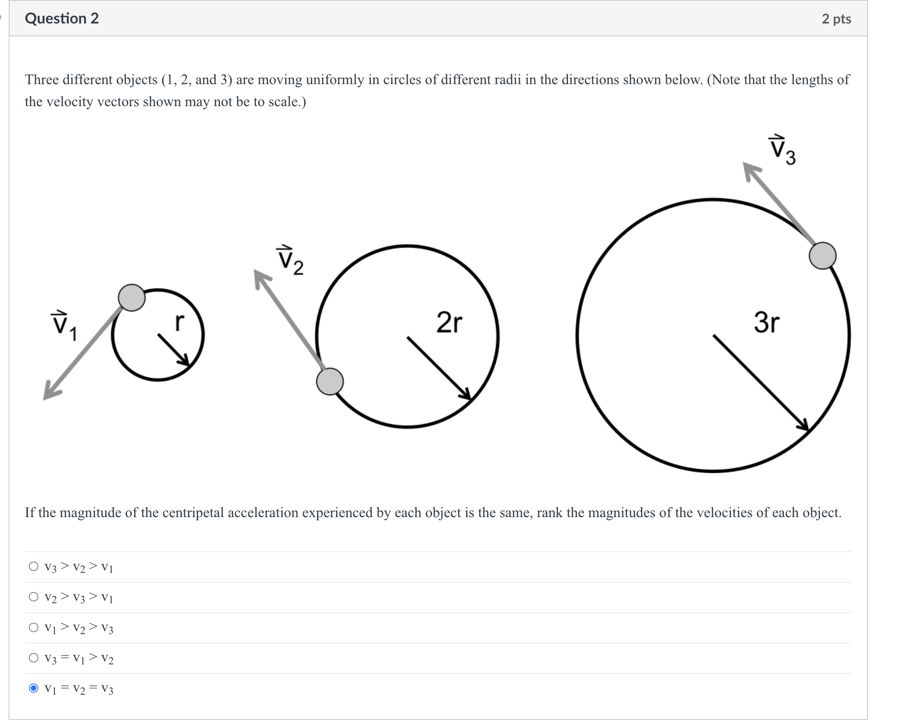 Solved Three different objects (1,2, and 3) are moving | Chegg.com