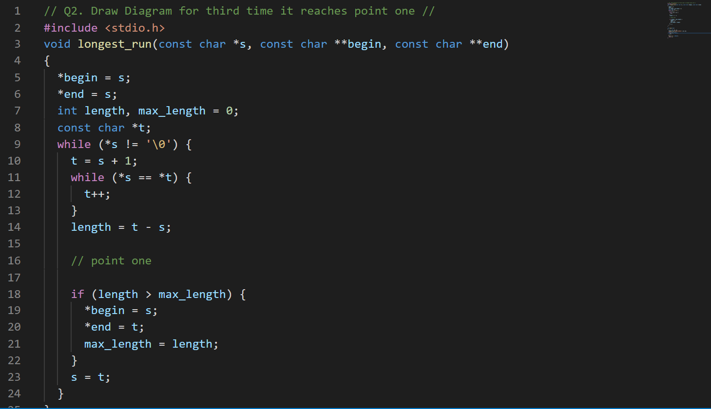 Solved 1 2 3 4 5 6 7 = // Q2. Draw Diagram for third time it | Chegg.com
