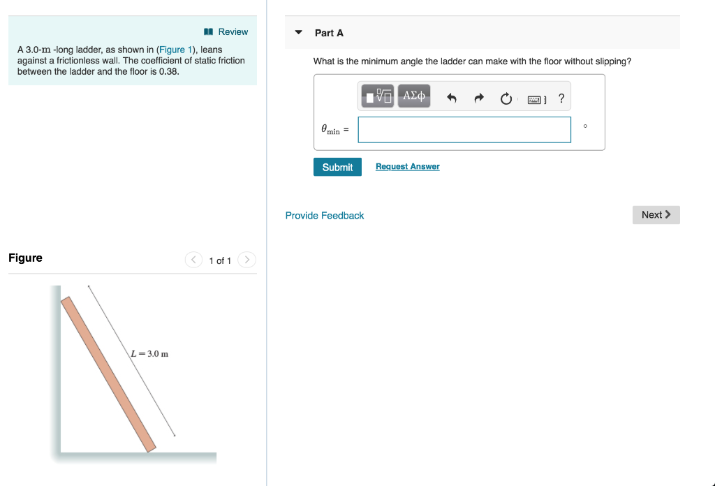 Solved Review Part A A 3.0-m-long ladder, as shown in | Chegg.com