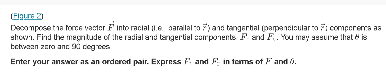 Solved Decompose the force vector F into radial (i.e., | Chegg.com