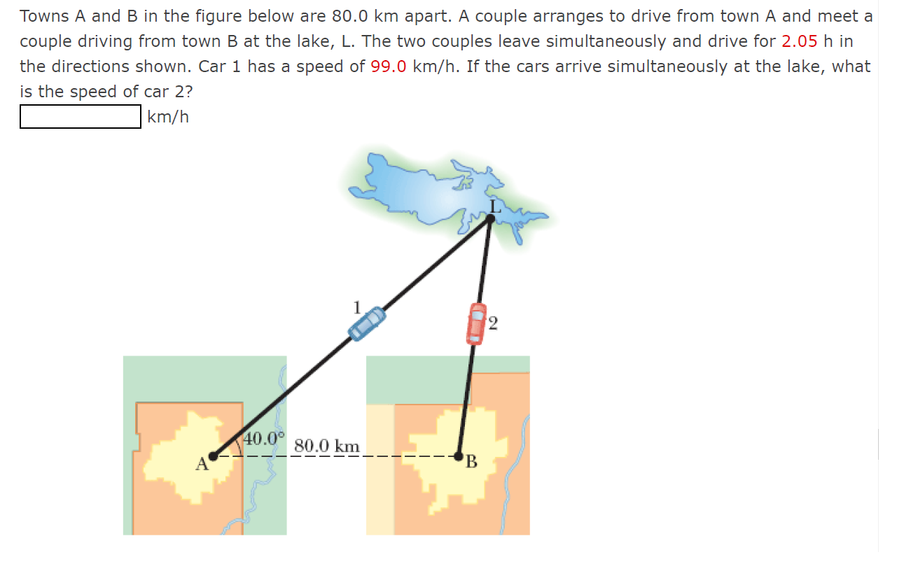 Solved Towns A and B in the figure below are 80.0 km apart. | Chegg.com