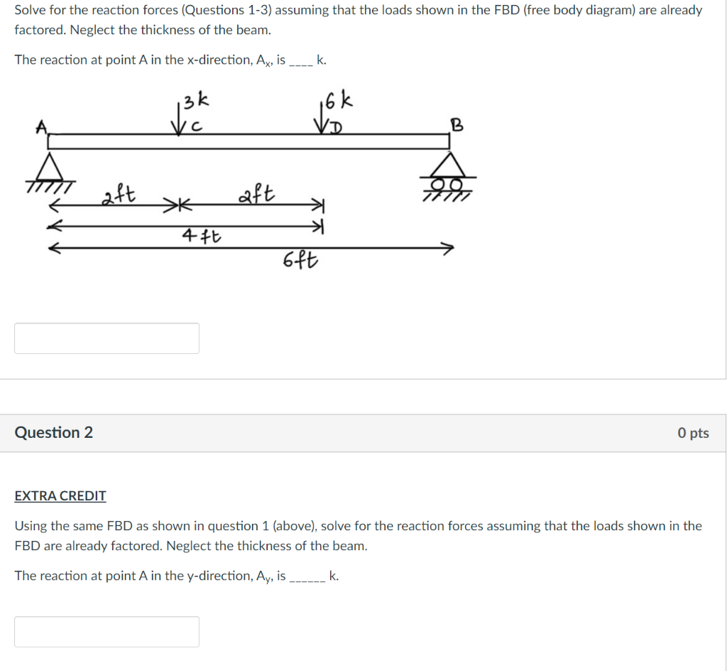 Solved Solve for the reaction forces (Questions 1-3) | Chegg.com