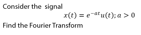 Solved Consider the signal x(t) = e-atu(t); a > 0 Find the | Chegg.com