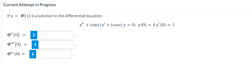 Solved Current Attempt in ProgressIf y=Φ(x) ﻿is a solution | Chegg.com