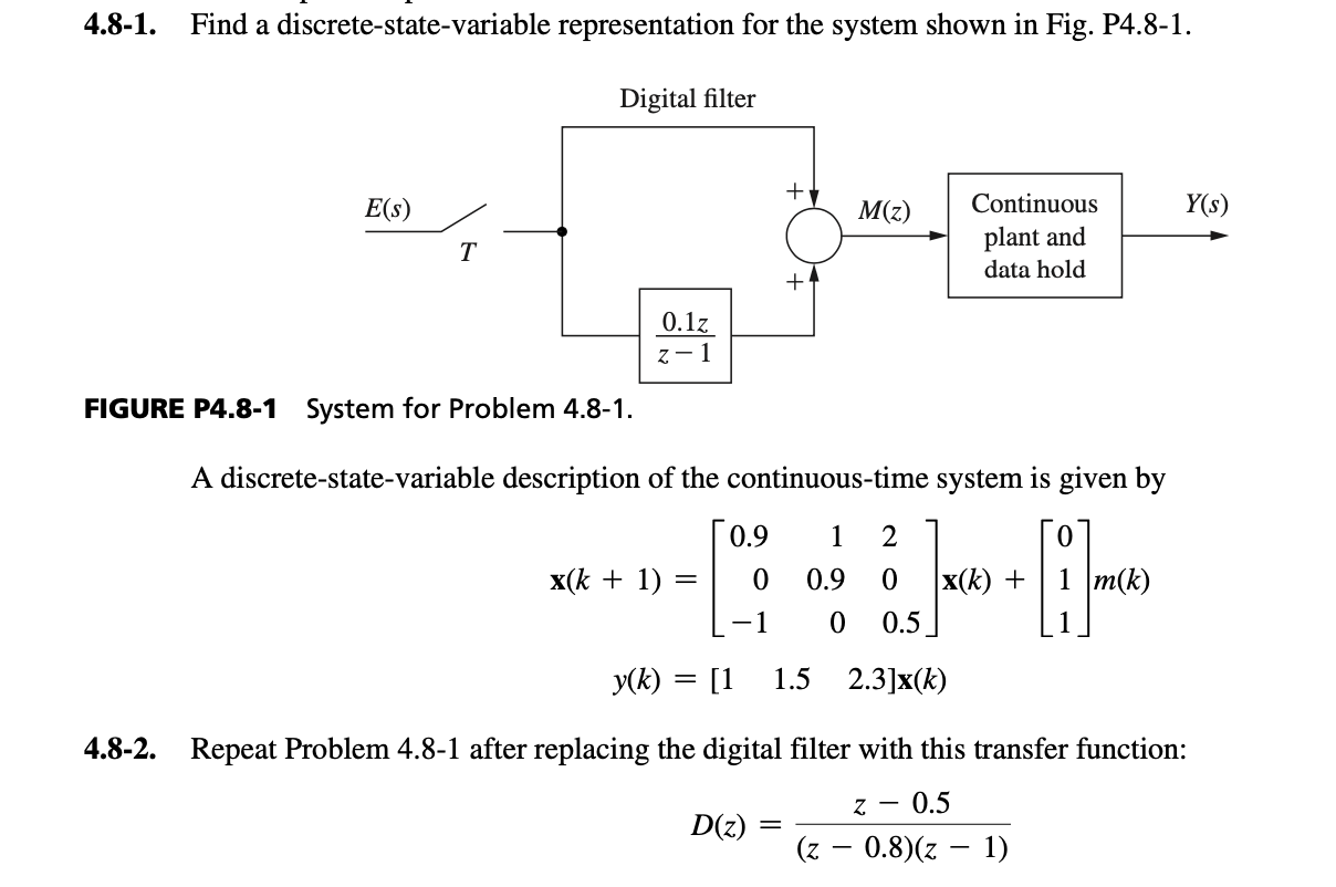 4.8-1. Find a discrete-state-variable representation | Chegg.com