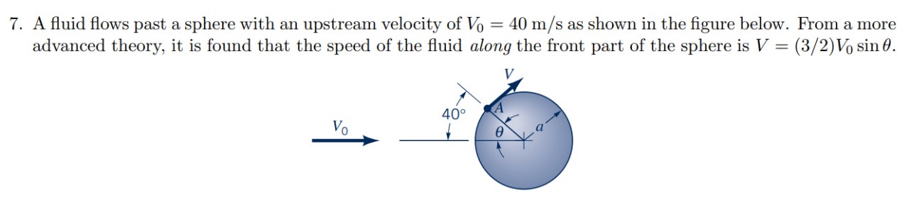 Solved 7. A fluid flows past a sphere with an upstream | Chegg.com