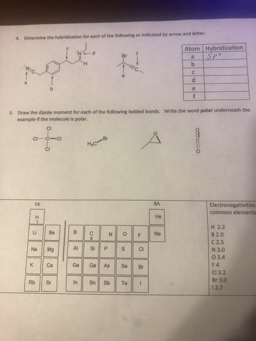 Solved Determine the hybridization for each of the following | Chegg.com