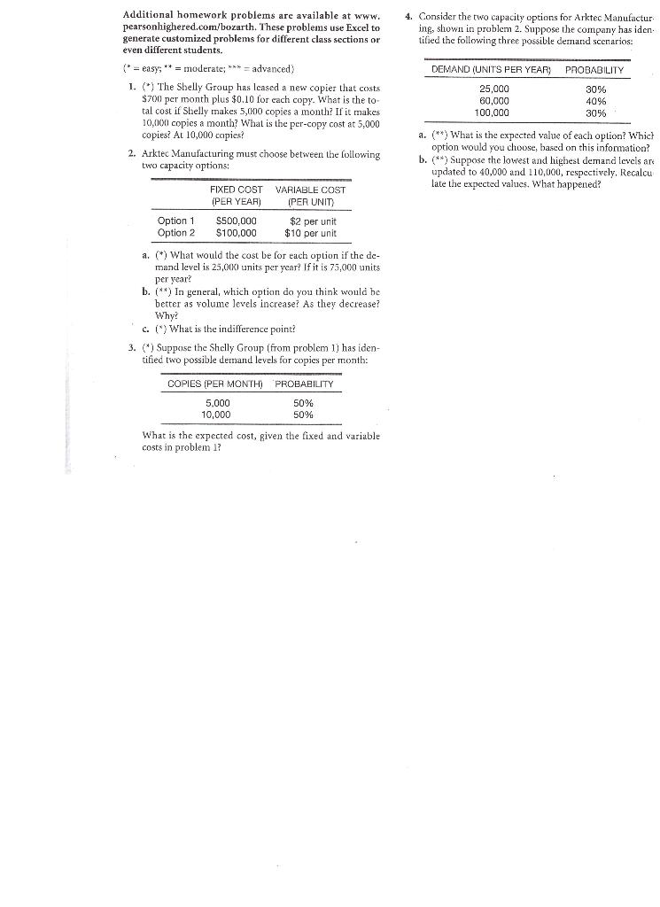 Solved 4. Consider the two capacity options for Arktec | Chegg.com