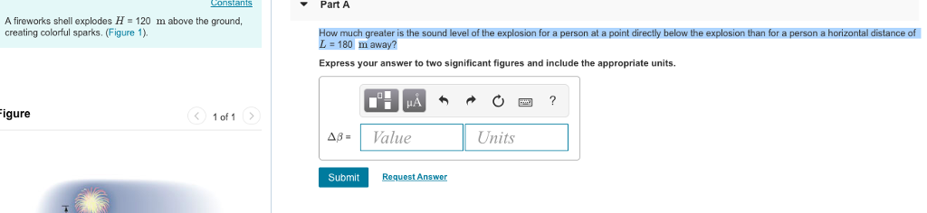 Solved Part A A fireworks shell explodes H 120 m above the | Chegg.com