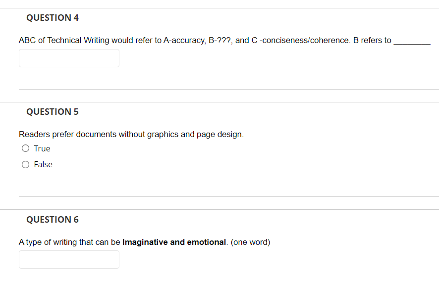 Solved ABC of Technical Writing would refer to A-accuracy, | Chegg.com