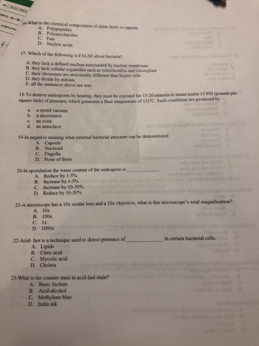 Solved 16-What is the chemical composition of slime layer or | Chegg.com