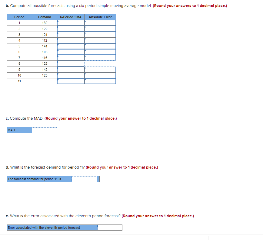 Solved 1-Using simple moving averages and the following time | Chegg.com