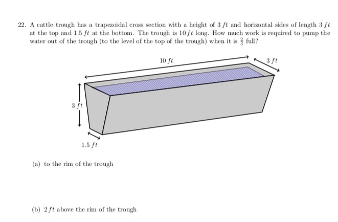 Solved 22. A cattle trough has a trapezoidal cross section | Chegg.com