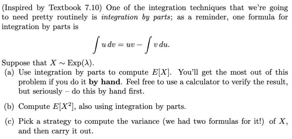 Solved (Inspired by Textbook 7.10) One of the integration | Chegg.com
