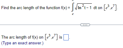 Solved Find the arc length of the function f(x)=∫eln2t−1dt | Chegg.com