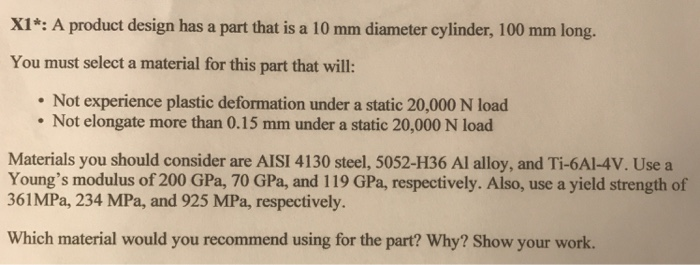 Solved XI": A product design has a part that is a 10 mm | Chegg.com