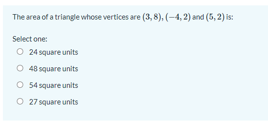 Solved The area of a triangle whose vertices are | Chegg.com