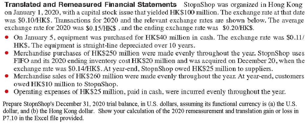 Translated and Remeasured Financial Statements | Chegg.com