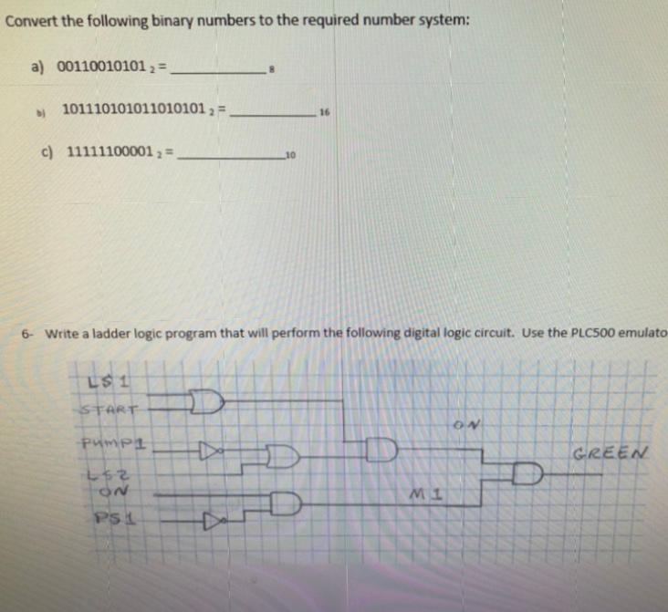 Solved Convert the following binary numbers to the required | Chegg.com