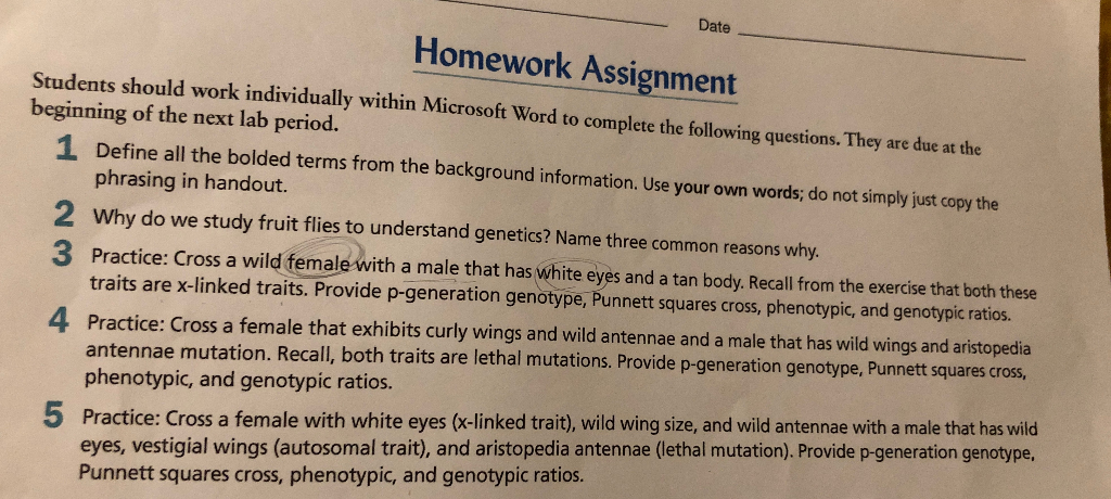 Solved Date Homework Assignment Students should work | Chegg.com