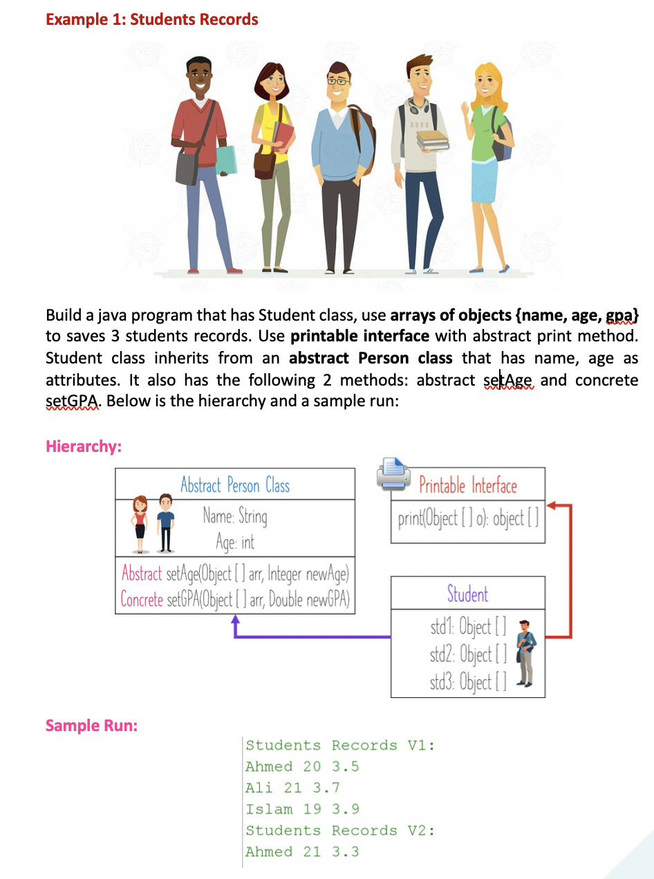 Solved Example 1: Students Records Build a java program that | Chegg.com