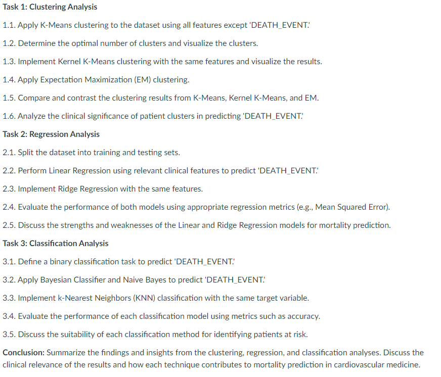 Solved Assignment: Predictive Analysis in Cardiovascular | Chegg.com