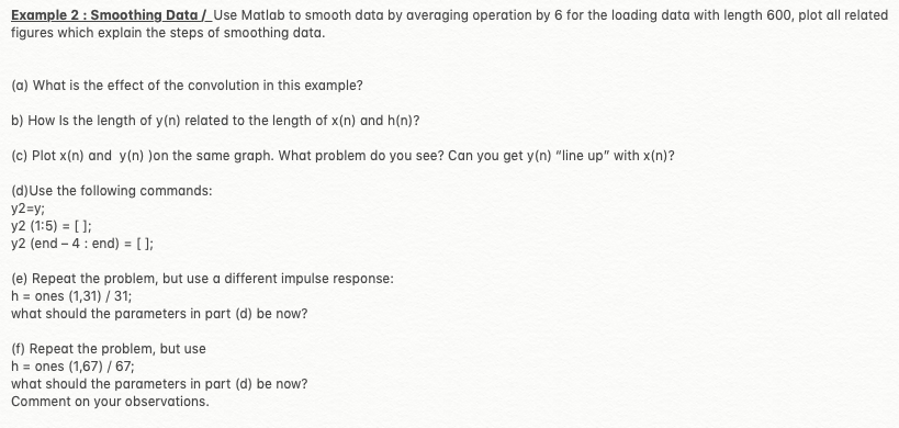 Example 2: Smoothing Data/_Use Matlab to smooth data | Chegg.com