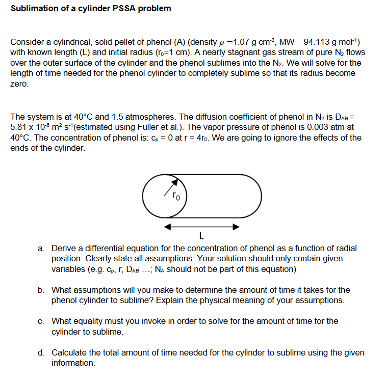 Solved Consider a cylindrical, solid pellet of phenol (A ) | Chegg.com