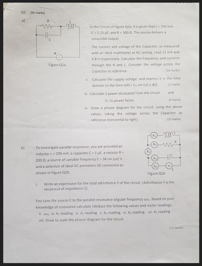Solved Q2 (45 marks] a) R In the Circuit of Figure Q2a, it | Chegg.com