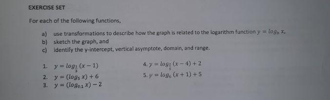 Solved EXERCISE SET For each of the following functions, a) | Chegg.com