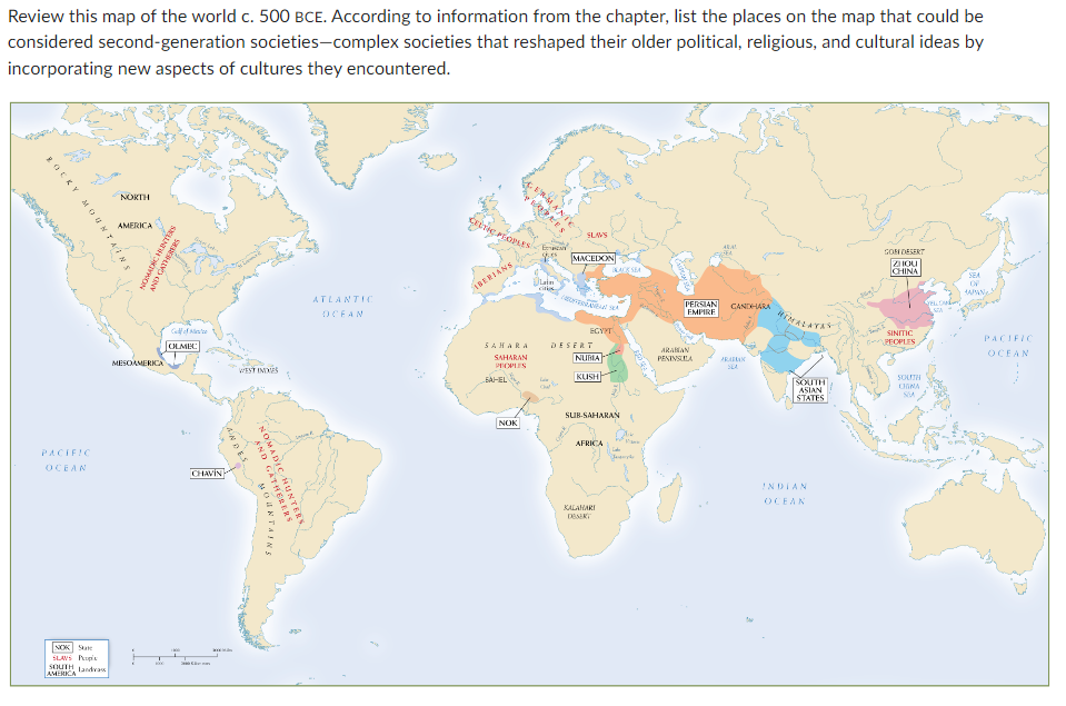 Review this map of the world c. 500 BCE. According to | Chegg.com