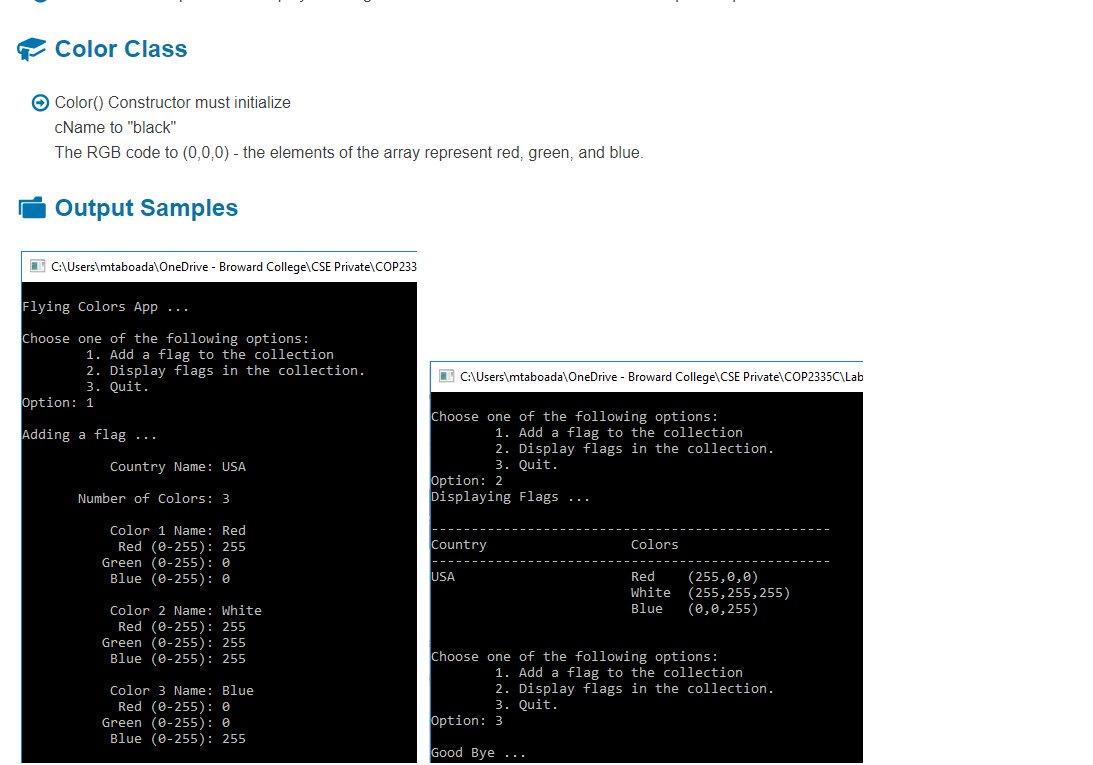 Solved Color - cName : string - RGB : int [3] + Color () : + | Chegg.com