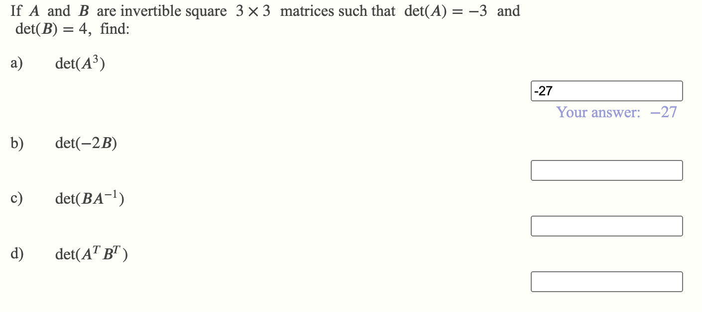 Solved If A and B are invertible square 3x3 matrices such | Chegg.com
