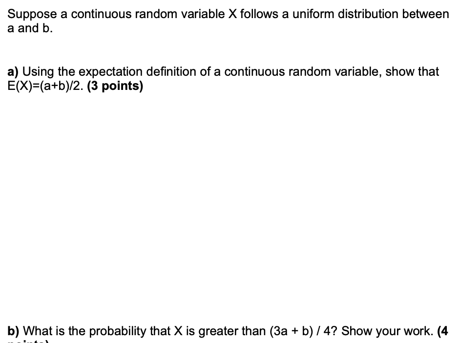 Solved Suppose a continuous random variable X follows a | Chegg.com