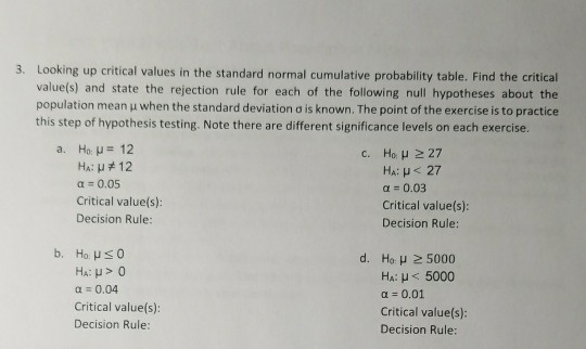 Solved 3. Looking up critical values in the standard normal | Chegg.com