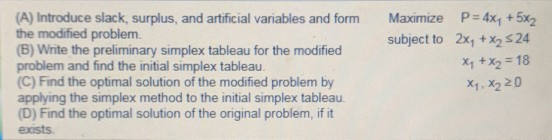 Solved (A) Introduce slack, surplus, and artificial | Chegg.com