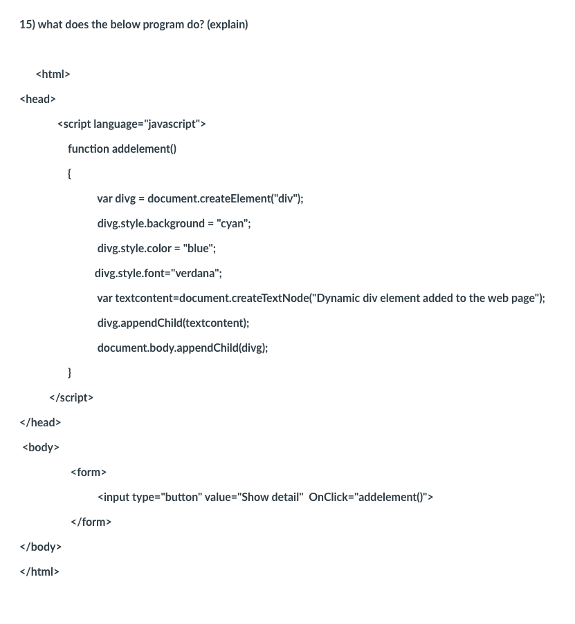 Solved 15) what does the below program do? (explain) | Chegg.com