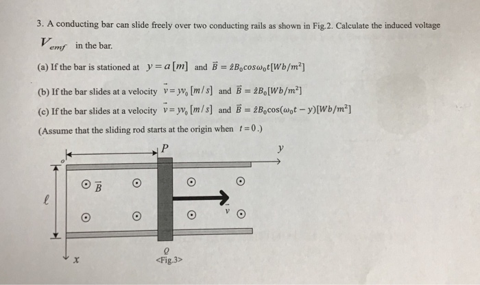 Solved 3. A conducting bar can slide freely over two | Chegg.com