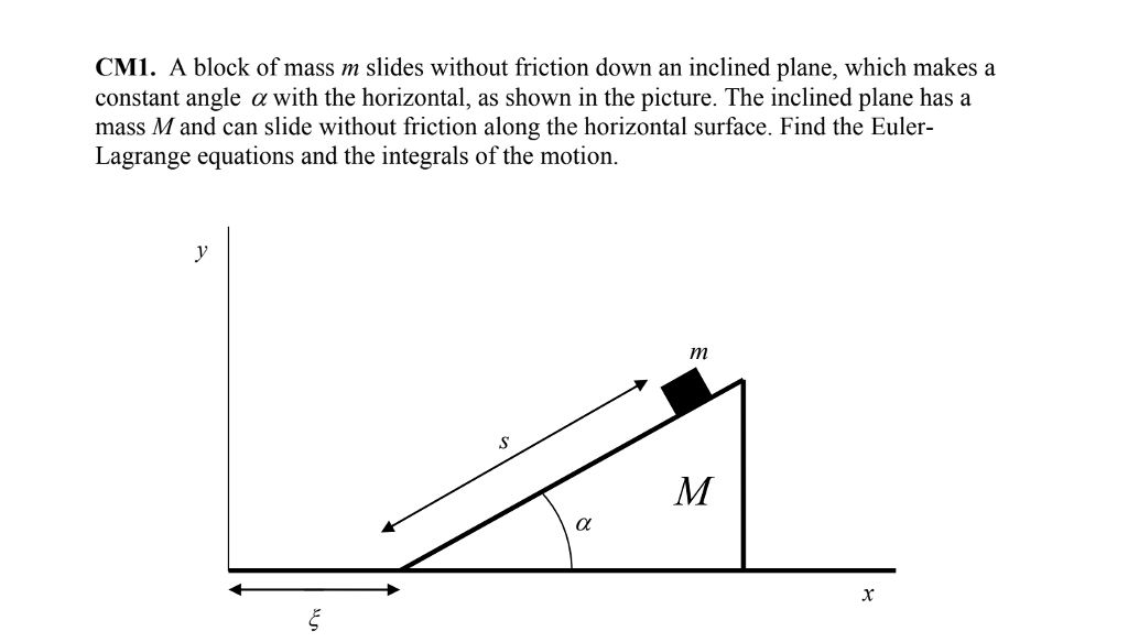 Solved CMI. A block of mass m slides without friction down | Chegg.com