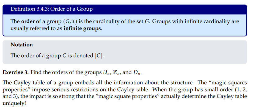 Solved Definition 3.4.3: Order of a Group The order of a | Chegg.com
